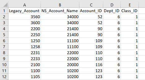 How to build a NetSuite segment mapping file